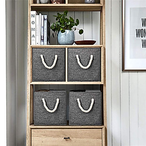 HSDT 10.5 Inch Storage Boxes Fabric Cube Storage Bins Foldable Storage Basket Grey Storage Cube Inserts with Handles Collapsible Orgnizing Bins for Storage Cubes Organizer,Package of 6, Q-ST-60-6