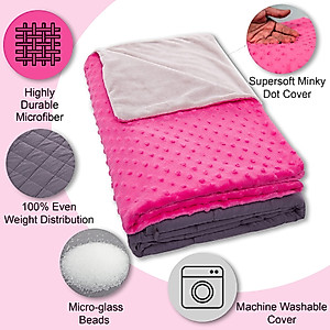 Super-Soft Kids Weighted Blanket 7 Pounds - Weighted Blanket for Kids - Easy to Clean, Washable Minky Cover - 41x60 Inches 7lbs Child Weighted Blanket - Small Heavy Blanket for Girls and Boys