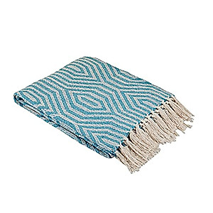 Turquoise Throw Blanket | Throw Blanket for Couch Sofa | Throw Blanket for Bedroom | Farmhouse Throw Blanket | Cozy Lightweight Decorative Throw for Bed | Living Throw Blanket | Knit Throw Blanket