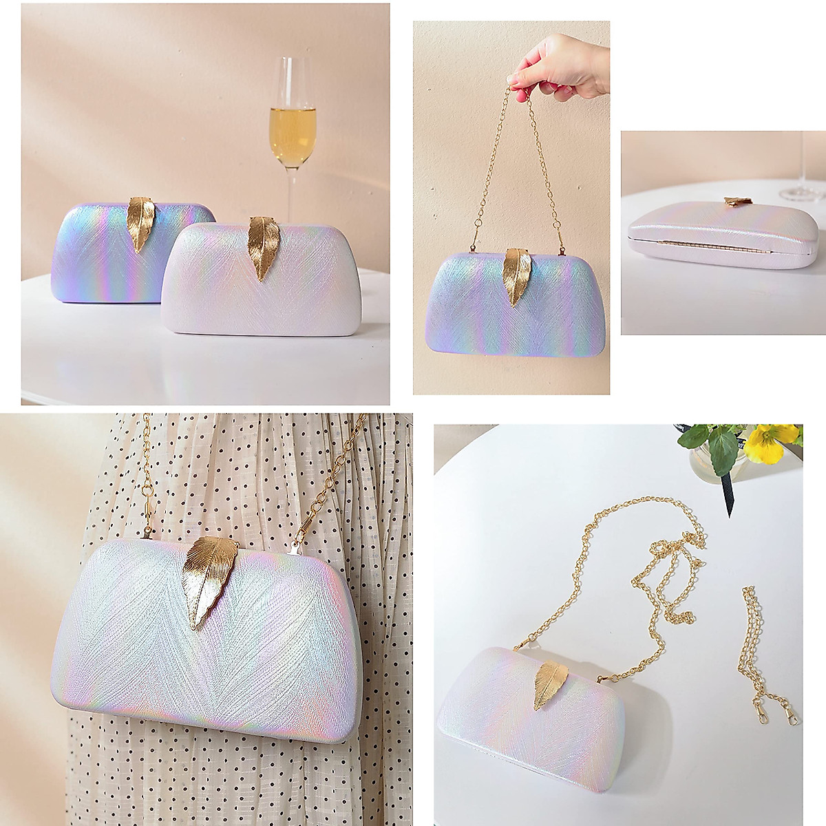 Evening Bag Small Clutch Purses Bag Handbags Purses With Detachable Chain Strap for Wedding Prom Bride and Party Ladies (Turquoise)