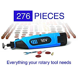 REV Rotary Tool Accessories Kit 276pcs Universal Fitment For Easy Grinding Sanding Carving Drilling Polishing Cutting Sharpening Cleaning Set DIY