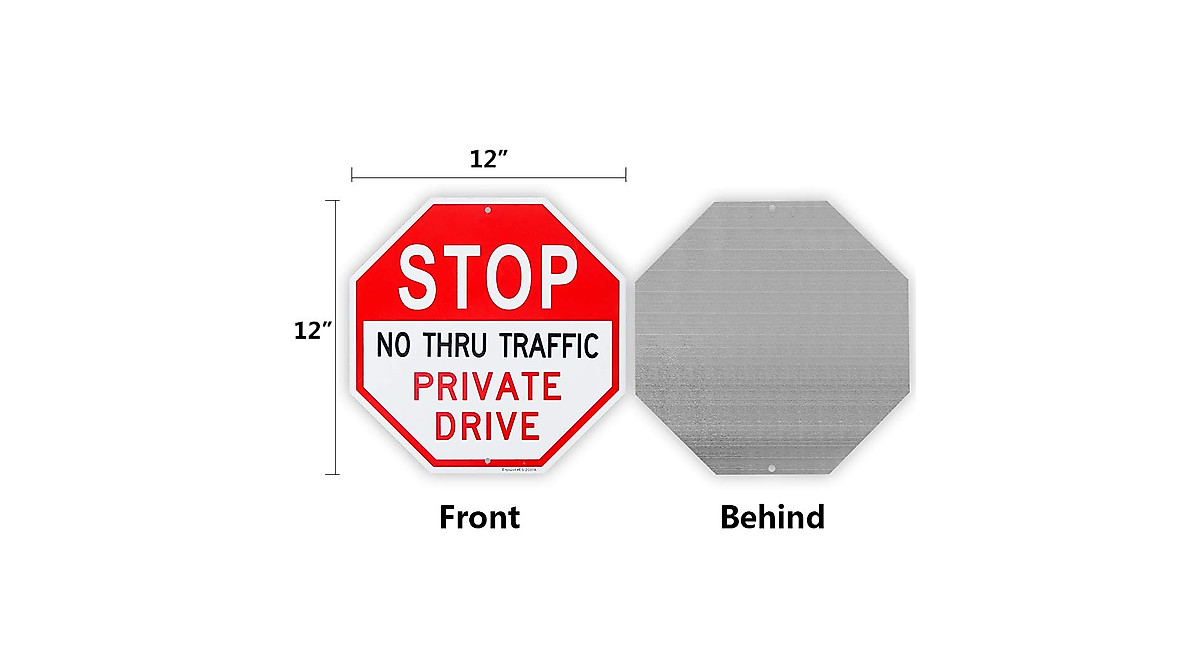 No Thru Traffic & Private Drive Signs - 2 Pack Reflective