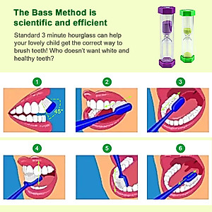 Jeowoqao Tooth Brushing Timers for Kids and Teens, 3 Minutes Hourglass Sand Timer for Brushing Tooth, Pack of 2