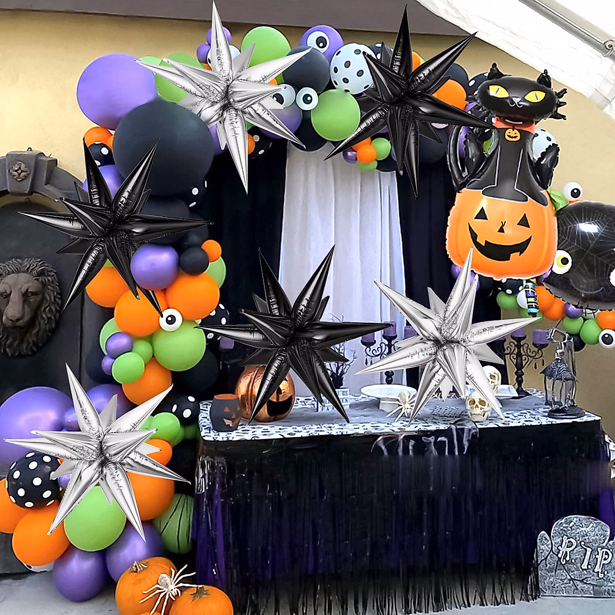 72 PCS Silver Star Balloons, 12 Point Star Foil Mylar Starburst Balloons Spike Explosion Cone Balloon for Party Decorations Supplies, Birthday, Wedding, Baby Shower, Graduation Balloons 2024