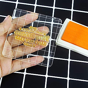 WeiMeet 6 Pieces Stamp Blocks Acrylic Clear Stamping Blocks Tools with Grid Lines for Scrapbooking Crafts Making