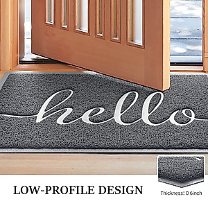 BeneathYourFeet Door Mat (36"x24",Grey) Welcome Mat Low Profile Floor Mat Front Doormat Non Slip Mats for Entryway, Patio, High Traffic Areas