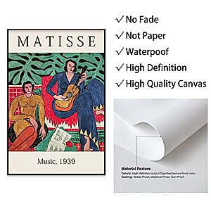 Matisse Wall Art Framed Mid Century Modern Wall Art Decor Aesthetic Pictures - Minimalist Framed Wall Art - Gallery Henri Matisse Canvas Wall Art 12"x16" Black Framed