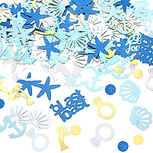 Weekgrat 200 Pcs Bachelorette Party Confetti Last Toast on the Coast Confetti Wine Cup Diamond Ring Shells Starfish Engagement Confetti Glitter Wedding Table Confetti for Bridal Shower Party Supplies