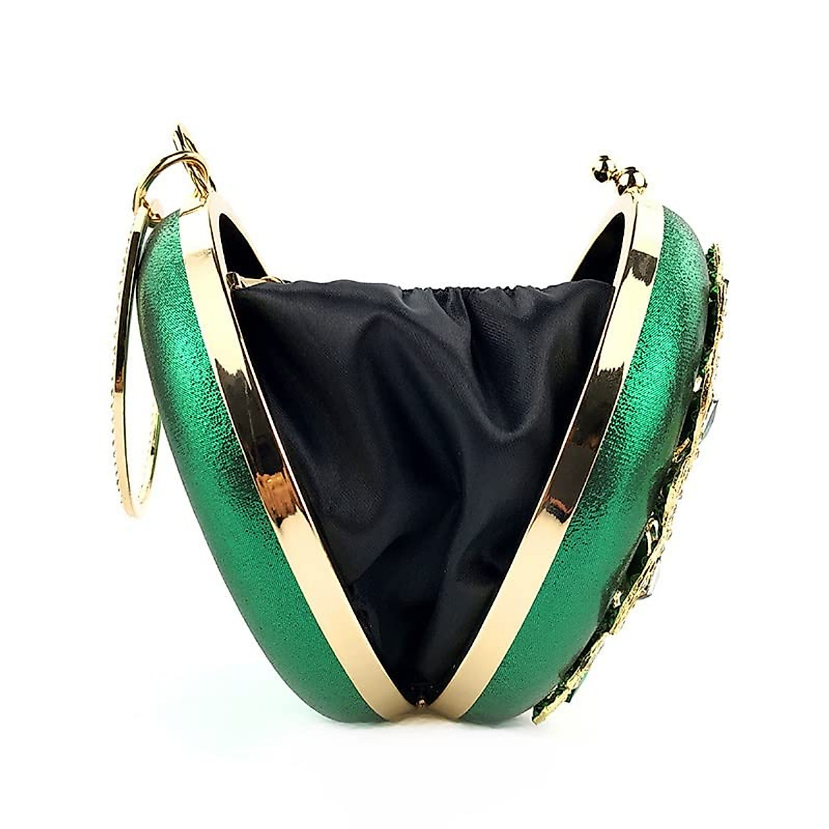 ZLXDP Green Clutch Bag Women Round Clutch Purse Evening Bag Crystal Wedding Purse and Handbag Exquisite Chain Shoulder Bag