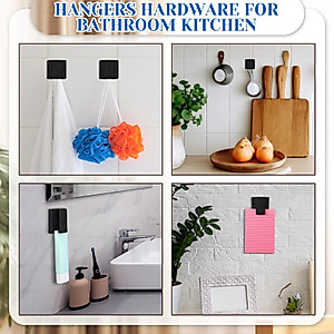 Briwooody 8 Pcs Large Self Adhesive Clips Spring Clip Hook Adhesive Wall Clips Anti Slip Hanging Clips No Drilling Adhesive Towel Holder Adjustable Spring 15 mm for Bathroom Kitchen Home Hotel (Black)