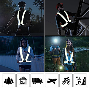 Reflective Vest, 2-Pack Reflective Gear High Visibility Suspenders Safety Lightweight Straps with Elastic & Adjustable Holes, 360° Hi-Vis Running Vest for Running, Jogging, Hiking, Cycling, and More