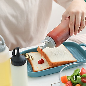 Squeeze Oil Pot, Multi-purpose BPA Free Sauce Bottle Plastic Practical Good Sealing Ketchup Bottle for Home Grey S