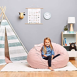 Big Joe Fuf Medium Foam Filled Bean Bag Chair with Removable Cover, Desert Rose Lenox, 3ft Big