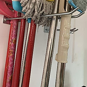 Wall Mounted Steel Long Handled Tools Storage Hooks, 12 Inch Steel Garage Utility Double Rack Organizing Ladders, Rakes, Hose, Shovel, Brooms, Max Capacity 55Lbs (Pack of 4 )