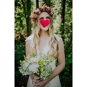 Vivivalue Rose Flower Crown Boho Flower Headband Hair Wreath Floral Headpiece Halo with Ribbon Wedding Party Festival Photos Pink