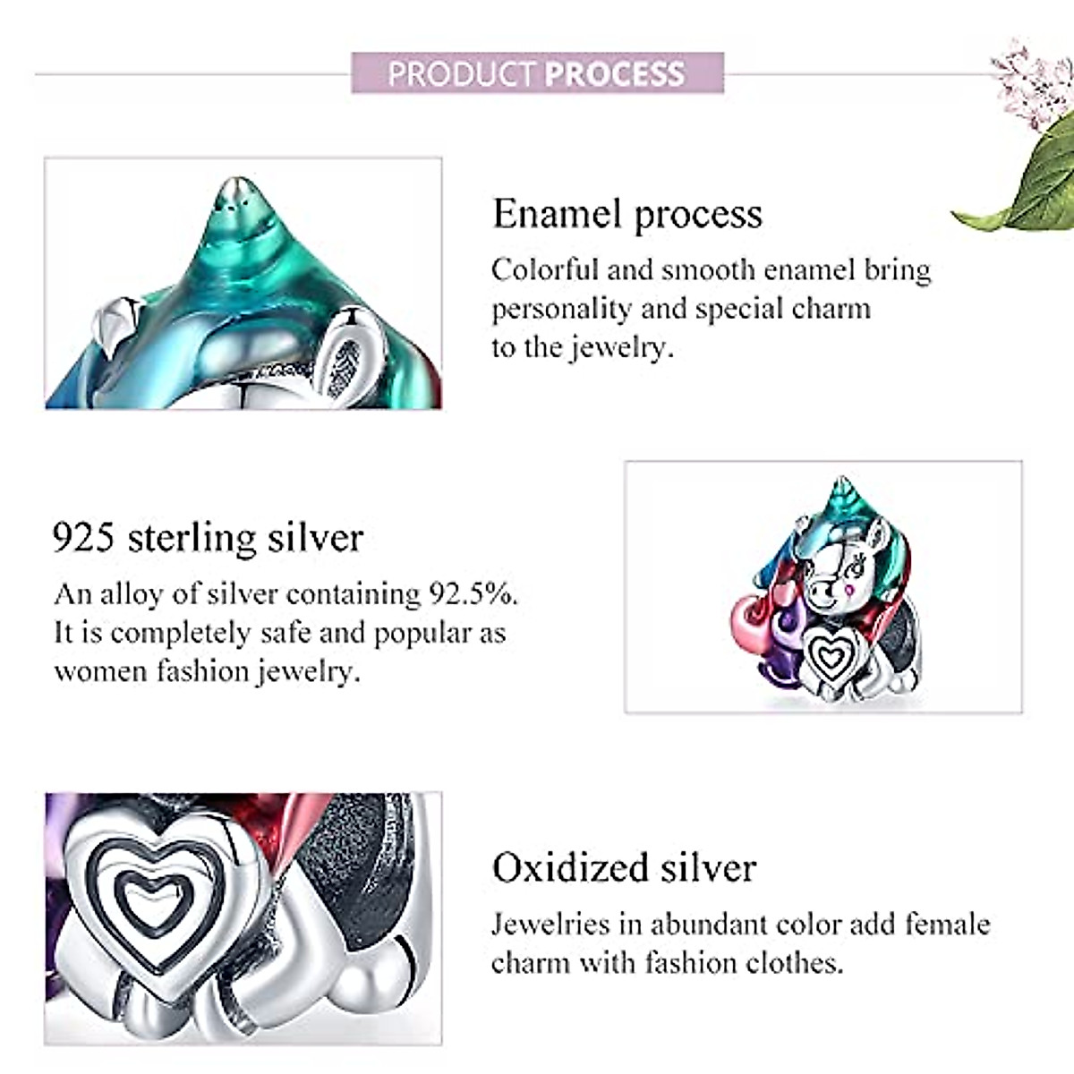 Manhe Charms Animal Charm Sterling Silver Horse Dog Flamingo Unicorn Charms for Pandora Bracelet (Pony Charms)