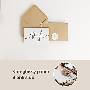 24 Pack Thank You Cards Bulk with Kraft Envelopes and Matching Stickers, 4x6 Inch Minimalist Design | Suitable for Business, Baby Shower, Wedding, Small Business, Graduation, Bridal Shower, Funeral