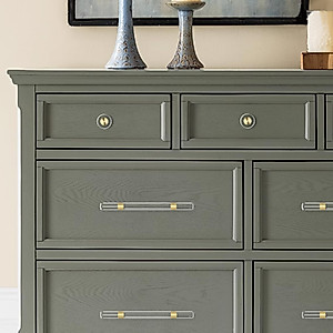 QOGRISUN 10-Pack Brass Crystal Cabinet Knobs,Glass Crystal Gold Drawer Knobs,1-1/4-Inch Round, Decorative Dresser Pulls, Modern Cabinet Hardware