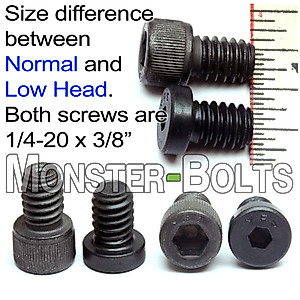MonsterBolts - #6-32 x 3/8" Low Head Socket Screws, Alloy Steel, Black Oxide, 10 Pack