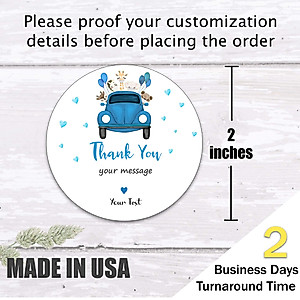 Baby Shower Favors Custom Stickers - Set of 36 Personalized Baby Shower Thank You Gifts Self Adhesive Flat Sheet 2 Inch Round Labels for Drive by Blue Baby Boy Shower Favors Theme (Blue)