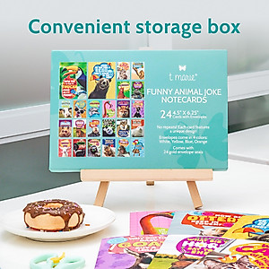 24 Funny Animal Joke Notecards With No Repeats - Humorous Bulk Cards Set - 4.5” x 6.25” Thinking of You Cards for Friends, Kids, Students, Teachers, Summer Camp and More