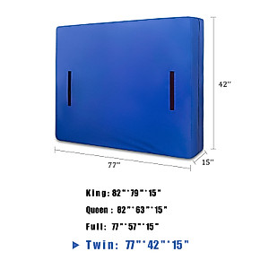 Twin Mattresses Bag for Moving Storage Protector, Waterproof Reusable Mattress Cover with Heavy Duty 8 Handles Water Resistant Zipper Closure and 2 Adjustable Straps, Bright Blue