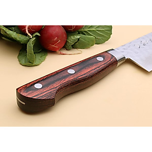 Yoshihiro VG-10 16 Layer Hammered Damascus Stainless Steel Santoku Chefs Knife (7'' (180mm))