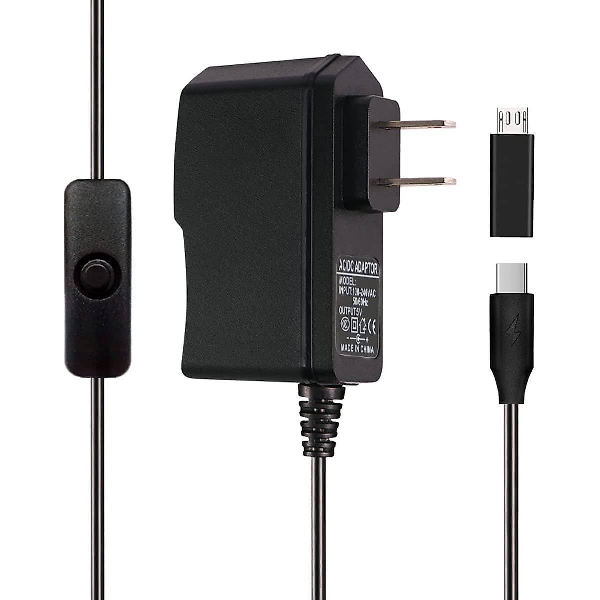 5V 3A Raspberry Pi Power Supply with On/Off Switch