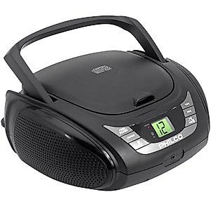 Philco Portable Bluetooth Boombox with CD Player | CD Player is Compatible with MP3/WMA/CD-R/CD-RW CDs | AM FM Radio with Bluetooth | 3.5mm Aux Input | Stereo Sound | LED Display | AC/Battery Powered