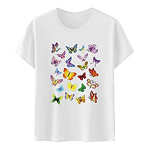 Women's Summer Tshirt Tops Short Sleeve Graphic Casual Tshirt White
