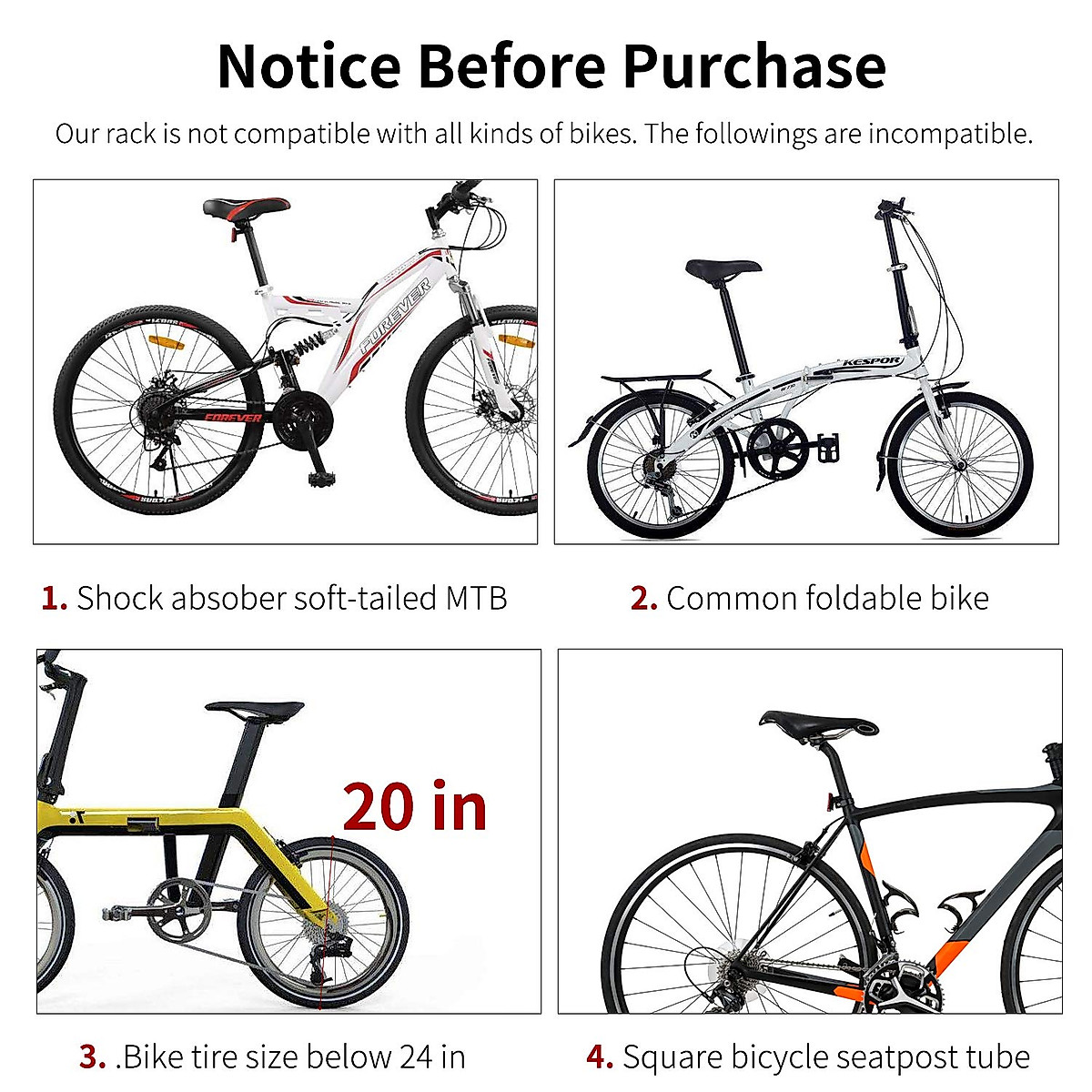 West Biking 110Lb Capacity Almost Universal Adjustable Bike Cargo Rack Cycling Equipment Stand Footstock Bicycle Luggage Carrier Racks with Reflective Logo