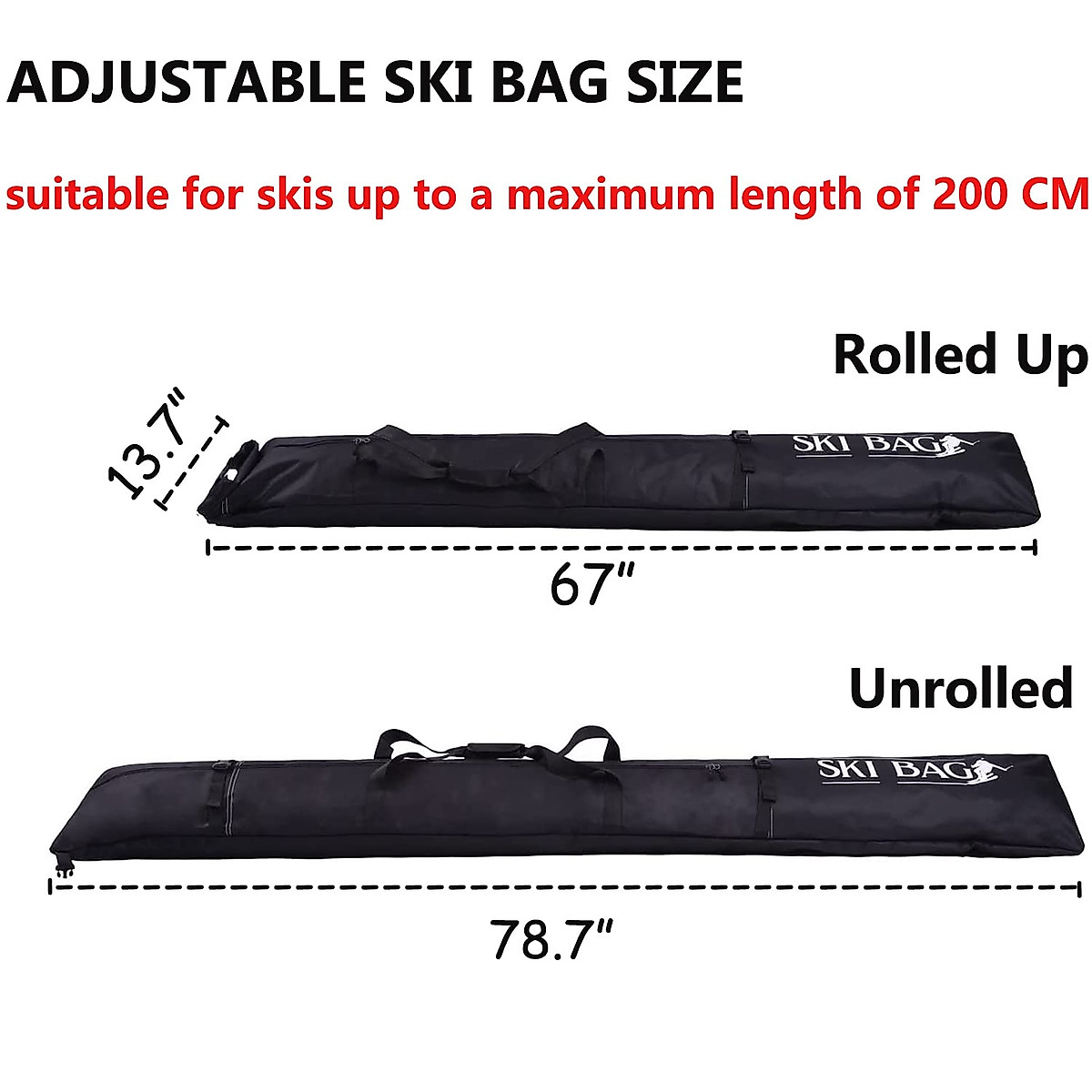 LYFFXYH Ski Bag and Ski Boot Bag Fit Skis Up to 200cm- 600D Polyester Ski Bags for Men, Women, Adults, and Children…