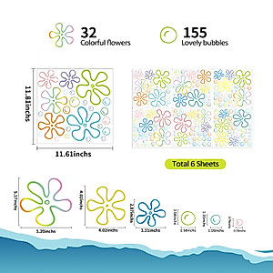 Rotumaty 187 PCS Bikini Flower Bubble Wall Decals Under The Sea Birthday Party Decorations Ocean Wall Stickers Wall Decor for Bathroom Nursery Bedroom Home School Car