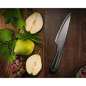 Vos Ceramic Knife Set with Covers 2 Pcs - 5" Santoku Knife, 3" Paring Knife and 2 Black Covers - Advanced Kitchen Knives for Cutting, Chopping, Slicing, Dicing with Ergonomic Unique Handles