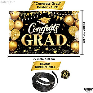 XtraLarge, Congrats Grad Banner - 72x44 Inch | Graduation Banner for Graduation Party Decorations 2023 | Congratulations Banner for Black and Gold Graduation Decorations 2023 | Graduation Backdrop