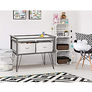 Badger Basket Contempo Convertible Changing Table for Infants and Babies - Includes Two Baskets, Gray/White