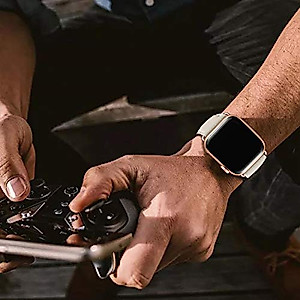 OMIU Square Bands Compatible with Apple Watch Band 38mm 40mm 41mm 42mm 44mm 45mm 49mm, Genuine Leather Wristband Starp for iWatch SE Series 8 7 6 5 4 3 2 1 Utral for Women Men(Ivory White/Rose Gold)