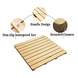 Natural Wooden Shower Mat,Bamboo Bath Mat,Non Slip Bamboo Mat,Nature Bamboo Bathroom Mat,Shower Bath Mat,for Bathroom,Bathtub,Shower,Sauna,Hot Tub,Customizable,30x30cm/12x12in