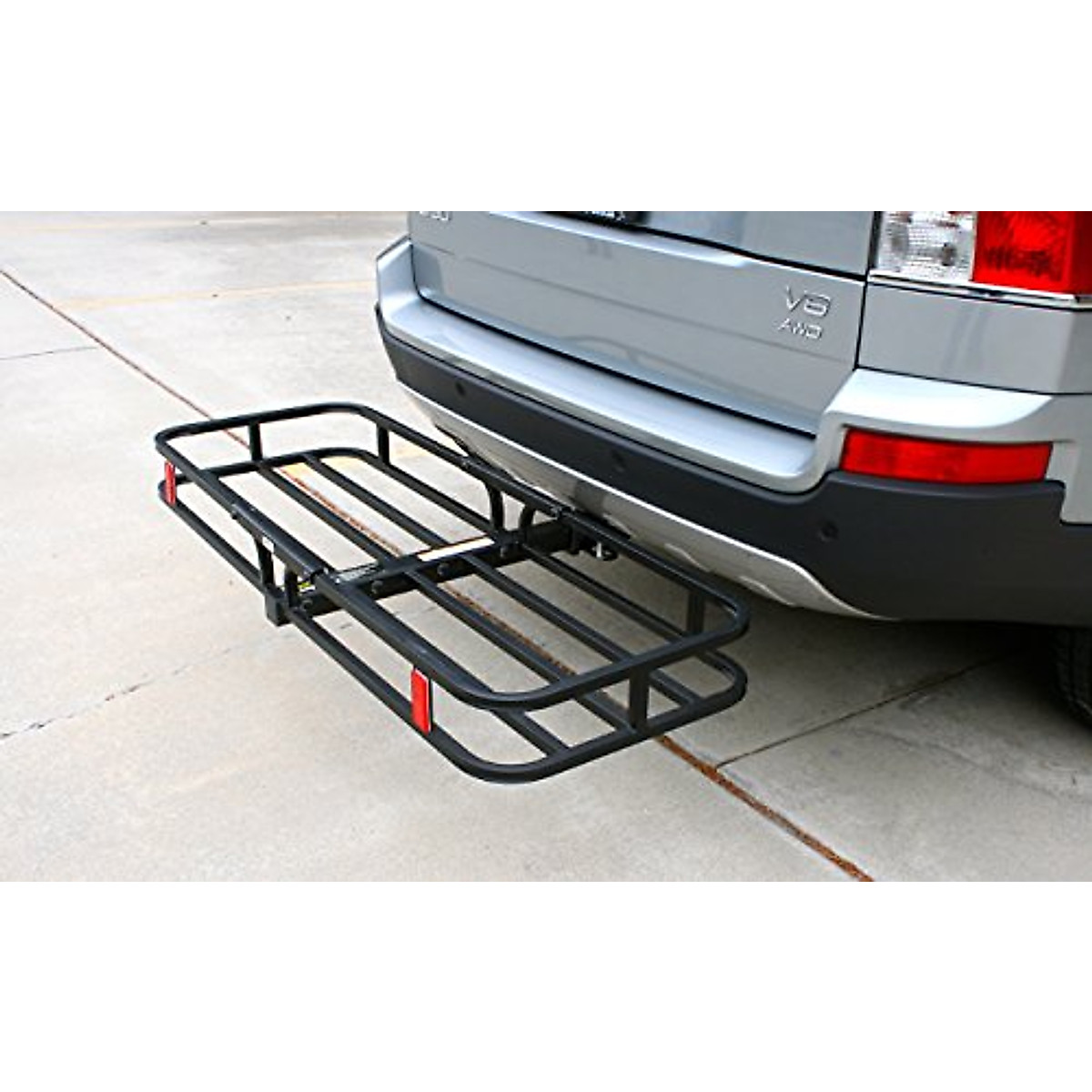 MaxxHaul 70107 53" x 19-1/2" Hitch Cargo Carrier - Trailer Mount Steel With High Side Rails For RV's, Trucks, SUV's, Vans, Cars 2" Receiver 500-lb Load Capacity , Black