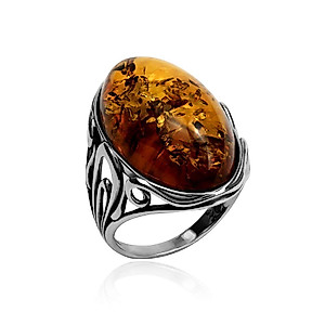 Ian and Valeri Co. Amber Sterling Silver Large Oval Ring