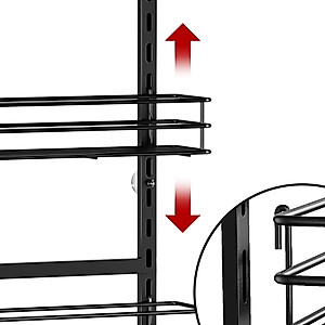 Mystozer 6-Tier Over The Door Pantry Organizer with 6 Adjustable Baskets and 4 Hooks, Metal Hanging Spice Rack, Black