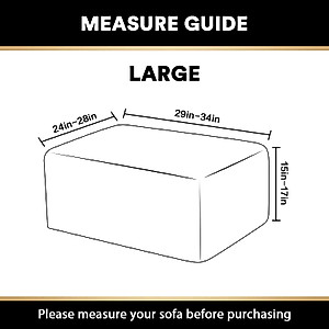 PrinceDeco Stretch Ottoman Cover Ottoman Slipcovers Rectangle for Living Room Foot Stool Stretch Covers to Fit Ottoman Foot Rest, Thick Checked Jacquard Fabric with Elastic Bottom (Large Size, Grey)