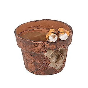Cabilock Exquisite 1PC Resin Bonsai Flower Pot Miniature Handmade Vase Succulent Flower Plant Storage Container Lifelike Microlandscape Flowerpot Decor for Garden Balcony Park Yard Bird Style
