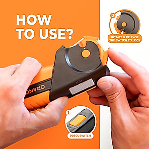 Orange Ninja All-in-1 Garden Tool & Knife Sharpener for Lawn Mower Blade,Scissors, Axe, Hatchet, Machete, Pruner, Hedge Shears by Sharp Pebble