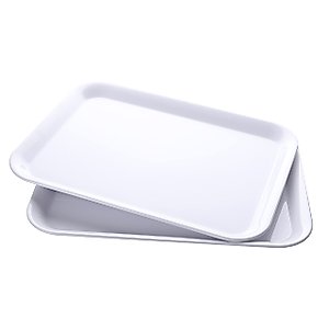 FlosSolis 15.1"x11.3" White Serving Tray Set of 2, Melamine Rectangular Serving Tray/Platters Stackable Sturdy and Easy Clean for Serving Food,Fruit,Desserts,Breakfast,Meals,BPA Free