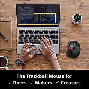 ELECOM EX-G Trackball Mouse, 2.4GHz USB Wireless, Ergonomic Design, Thumb Control, Smooth Precise Tracking Roller Ball, 6 Programmable Buttons, Tilt Scroll, Computer Mice for Laptop PC, Windows & Mac