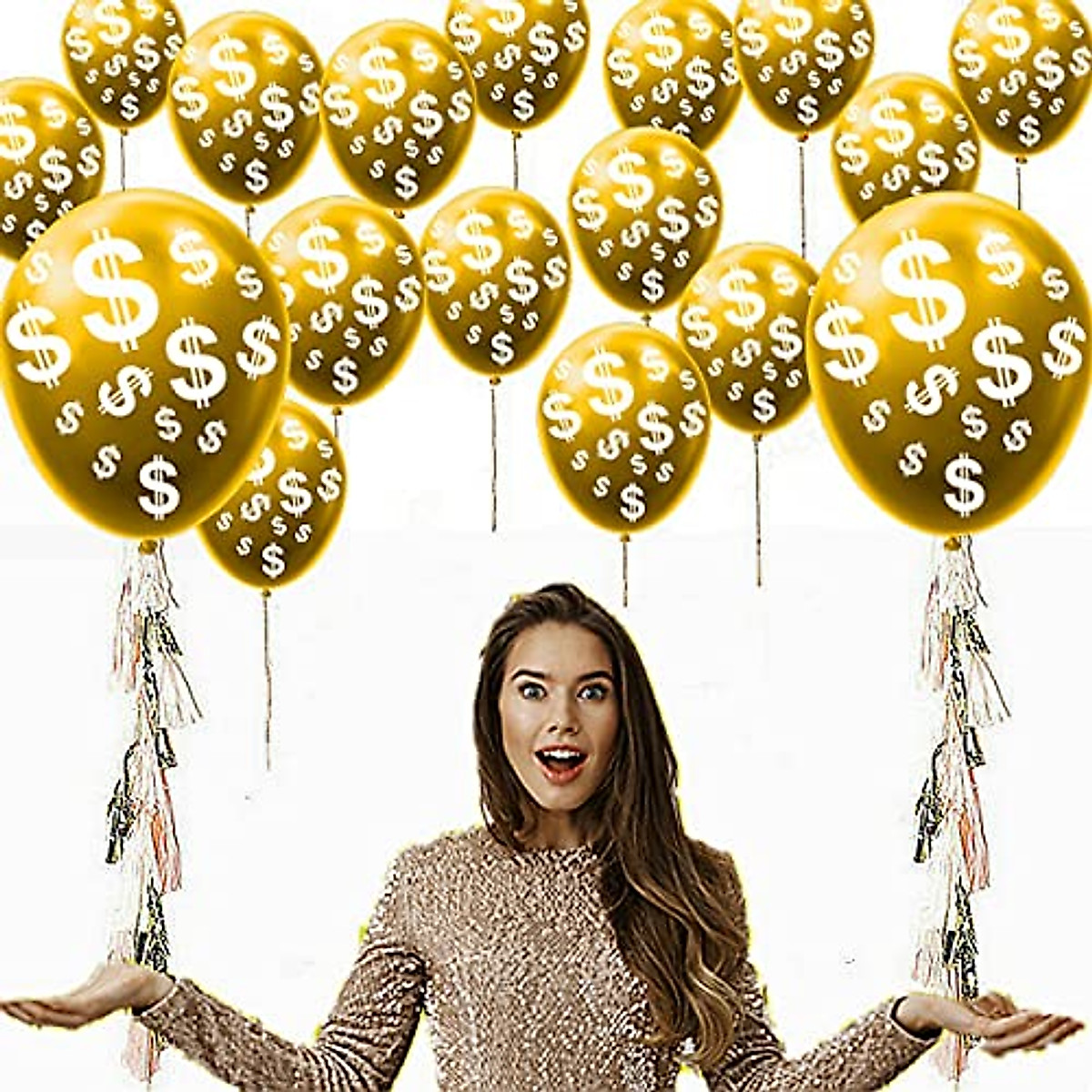 12 Inch Pack of 20 Money Dollar Signs Currency Symbol Latex Balloons Decorations for Birthdays Baby Showers Casino Weddings Bachelorette Retirement Anniversary Graduations Party