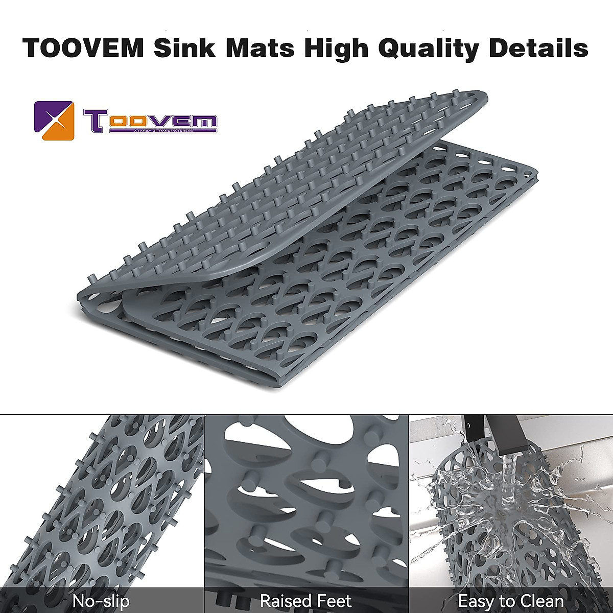 Toovem Sink Protectors for Kitchen Sink 26''x 14'',Silicone Sink Mats for Bottom of Stainless Steel/Porcelain Sink, Foldable Sink Mat for Kitchen, DIY, No-Slip Sink Grid Accessories