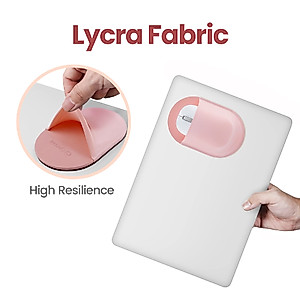 Epessa Stick-On Mouse Pouch, Universal Holder for Wireless Mice, Reusable Adhesive, No Glue Residue, Compatible with iPad or MacBook (Pink)