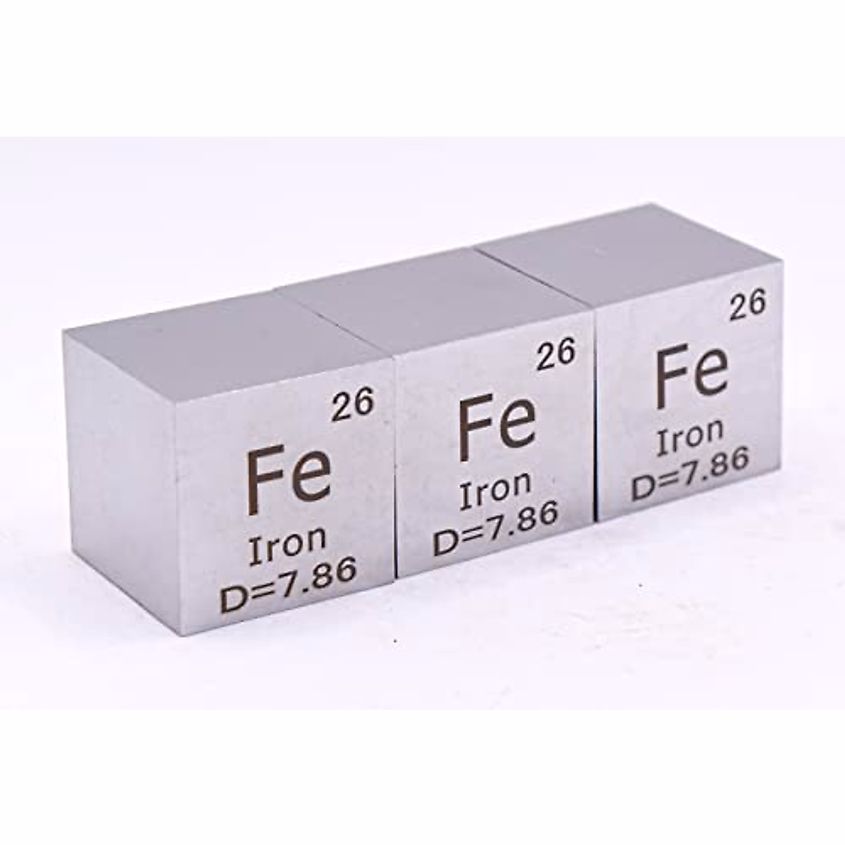 HQRP-Crystal 1" 25.4mm Iron Ferrum Metal Cube Fe up to 99.9% Pure Periodic Table Element Engraved Density Collection Science Education Display Block Cube + Acrylic Case Box - 1PC